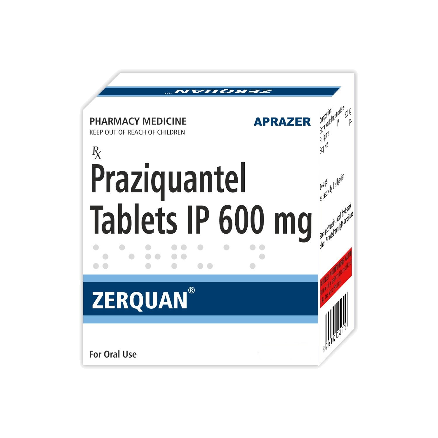 ZERQUAN (Praziquantel 600 mg) – Antiparasitario para Esquistosomiasis y ...